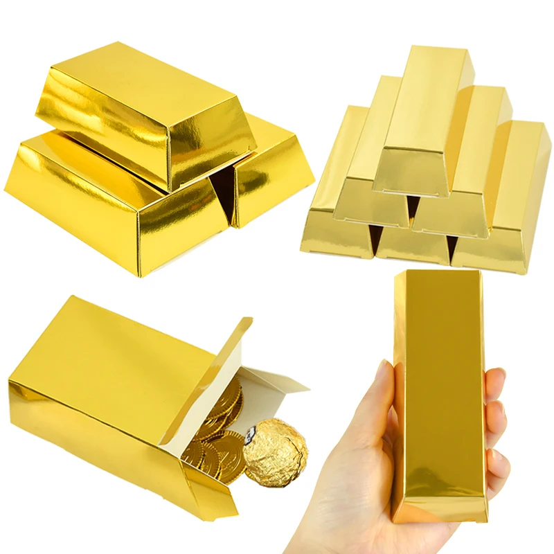 10Pc-Glitter-Gold-Bar-Paper-Candy-Box-Golden-Brick-Chocolate-Gift ...