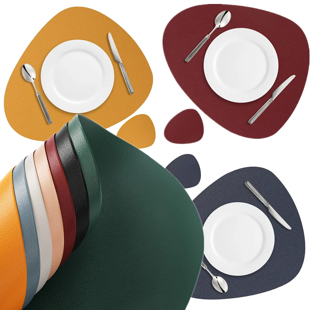 8-12pc-Set-Placemats-with-Coaster-PU-Leather-Nordic-Style-Tableware-Pad ...