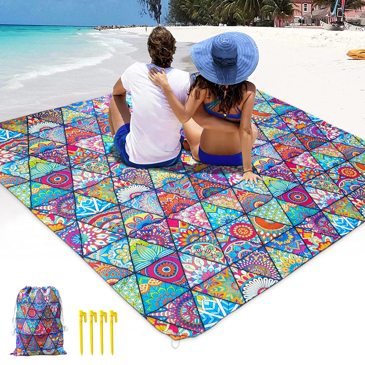 1-75x1-75m-Waterproof-Pocket-Beach-Blankets-Folding-Camping-Mat ...