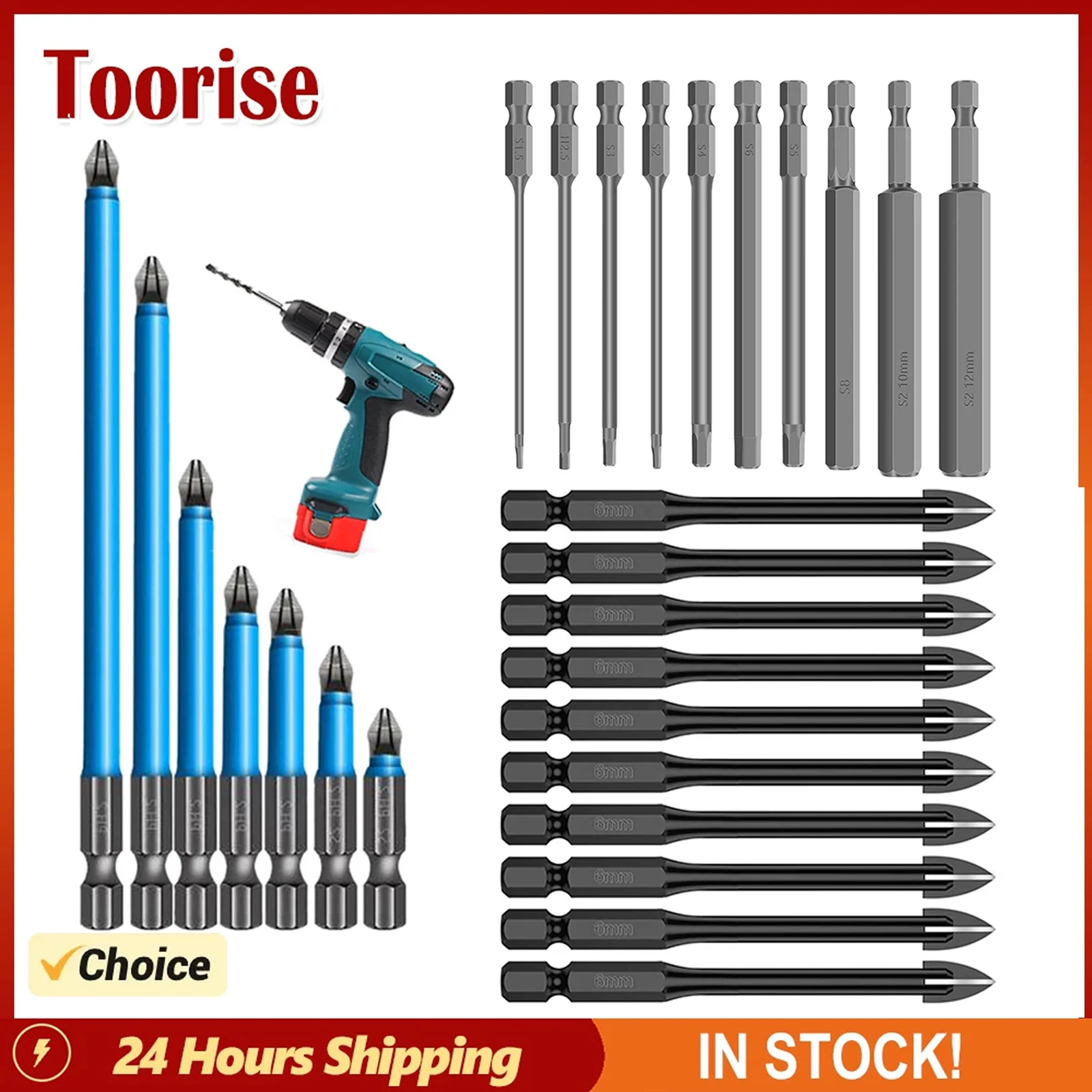 Hex-Shank-Drill-Screw-Driver-Bits-Power-Tools-Metric-SAE-Hex-Bit-Set ...