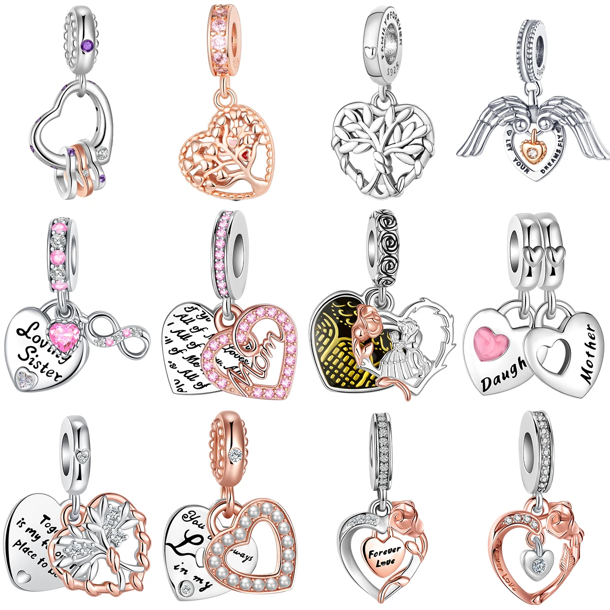 925-Sterling-Silver-Tree-Mom-Love-Pendant-Series-Charm-Fit-Original ...