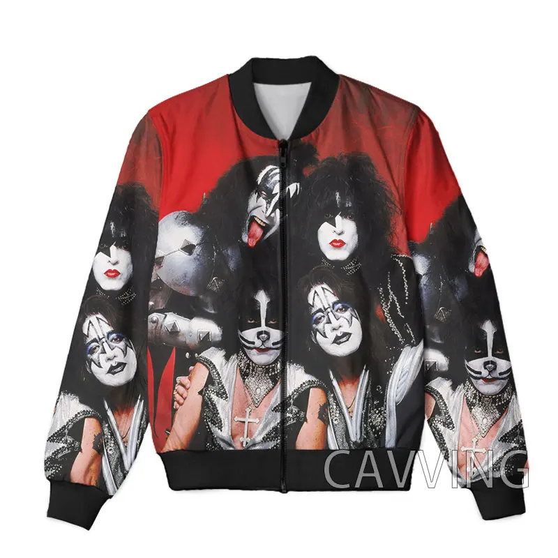 New-Fashion-Women-Men-s-3D-Print-KISS-Rock-Band-Zipper-Bomber-Jackets ...