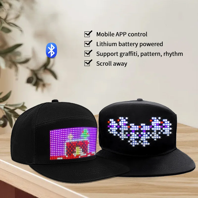 DIY-Baseball-Cap-USB-Rechargeable-Bluetooth-APP-Programmable-LED ...
