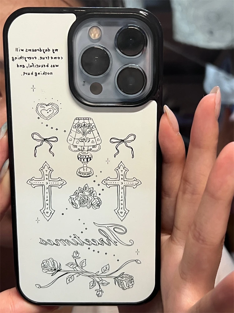 INS-Gothic-Pattern-Cool-Cross-Phone-Case-For-iPhone-15-13-12-14-Pro-Max ...