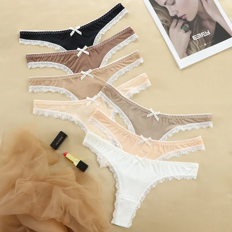 Tanga-de-encaje-para-mujer-ropa-interior-de-cintura-baja-fina-sin ...