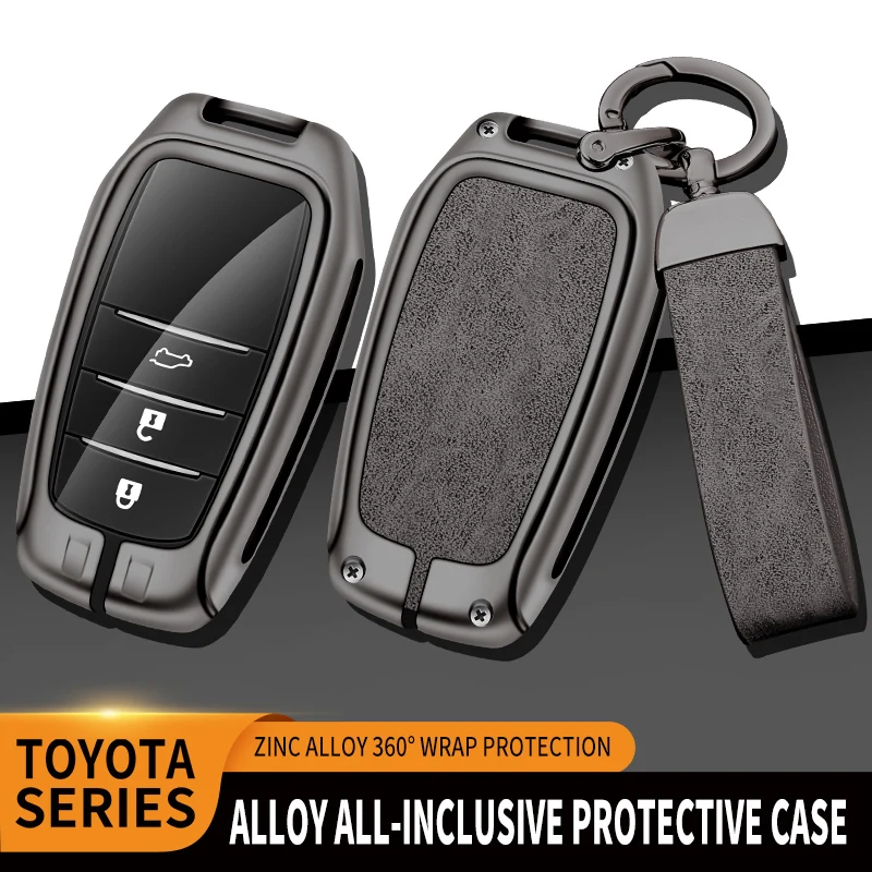 Zinc-Alloy-Leather-Car-Key-Case-Capa-Shell-para-Toyota-CHR-Hilux ...