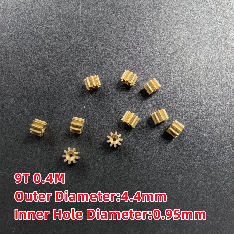 10PCS-9T-Teeth-0-4M-Metal-Pinion-Gear-Brass-for-1mm-Shaft-Size-Motors ...