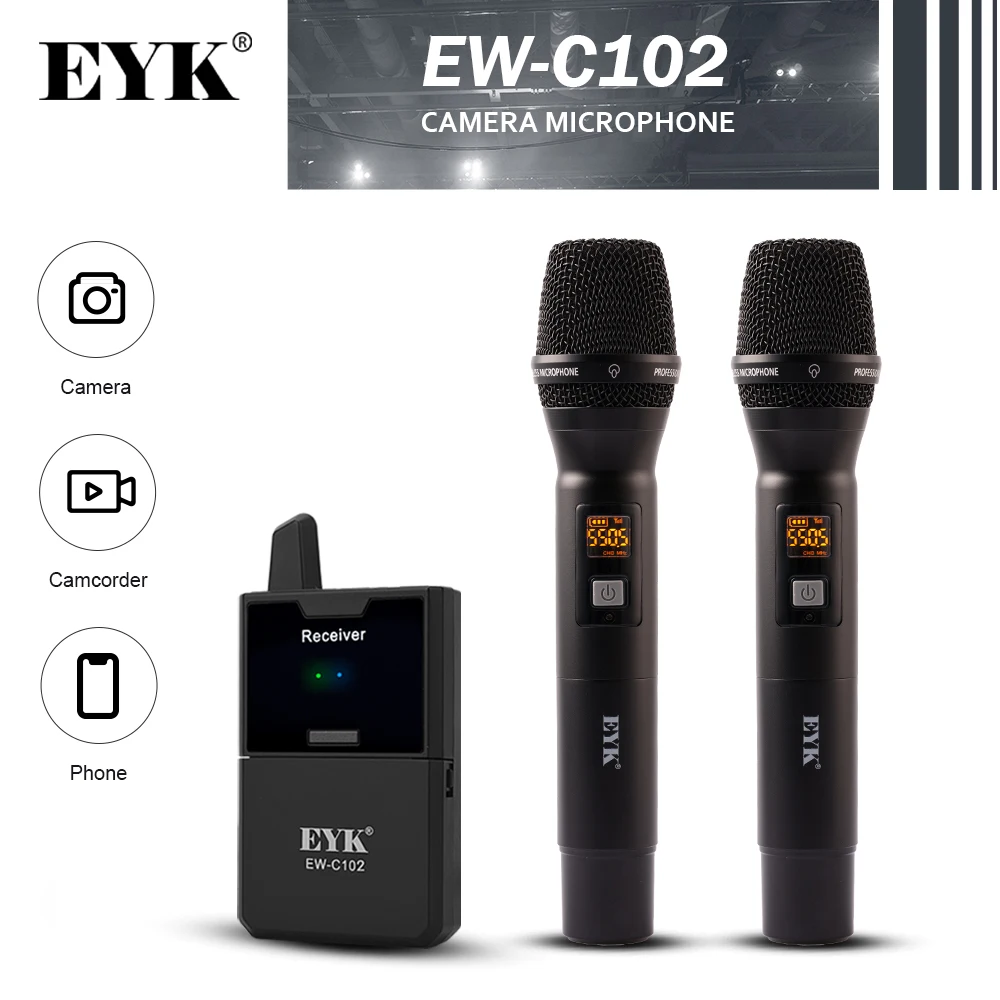 EYK-Wireless-Camera-Microphone-System-with-Metal-Handheld-Mic-Real-time ...