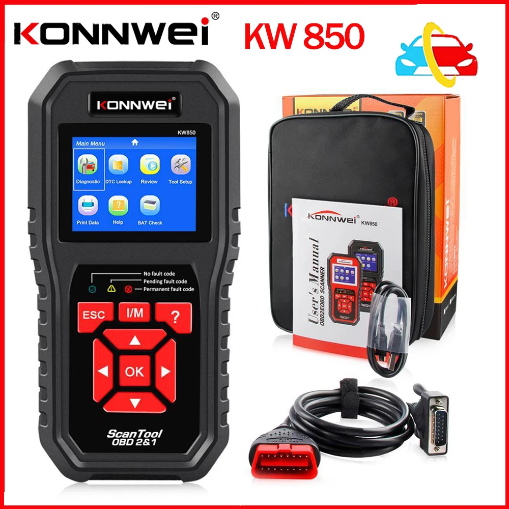 KONNWEI-KW850-OBD2-Scanner-KW-850-OBDII-Functions-Engine-Check-O2 ...