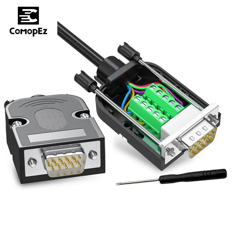 무납땜 VGA 무납땜 커넥터, DB9 커넥터, 암수 D-SUB, 9 핀, RS485 브레이크아웃 단자, RS232