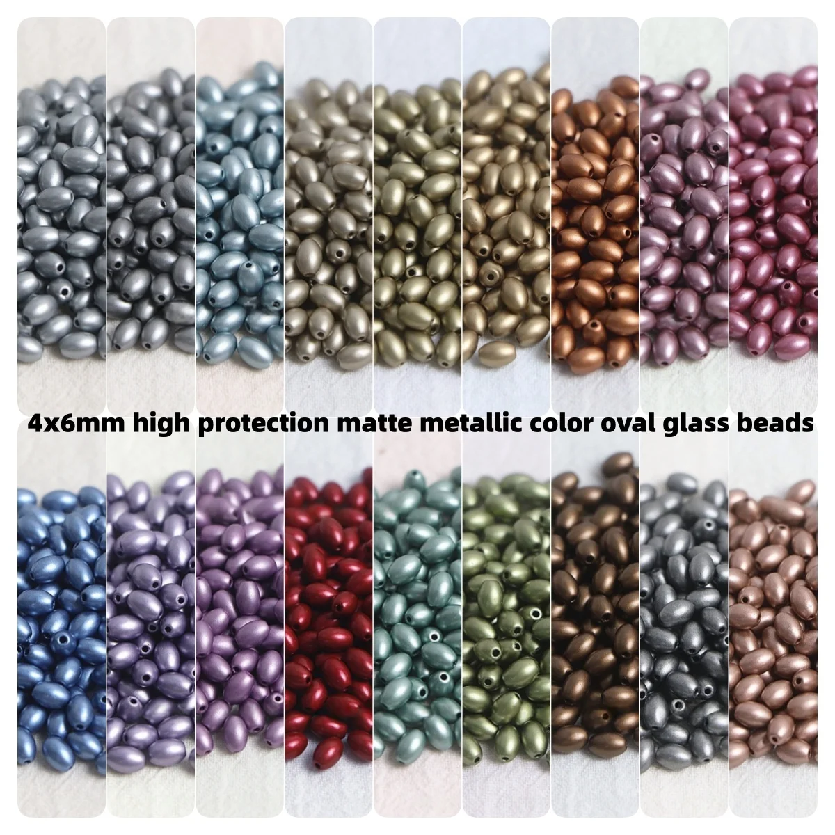 4x6mm high protection matte metal color oval glass bead scattered beads ...