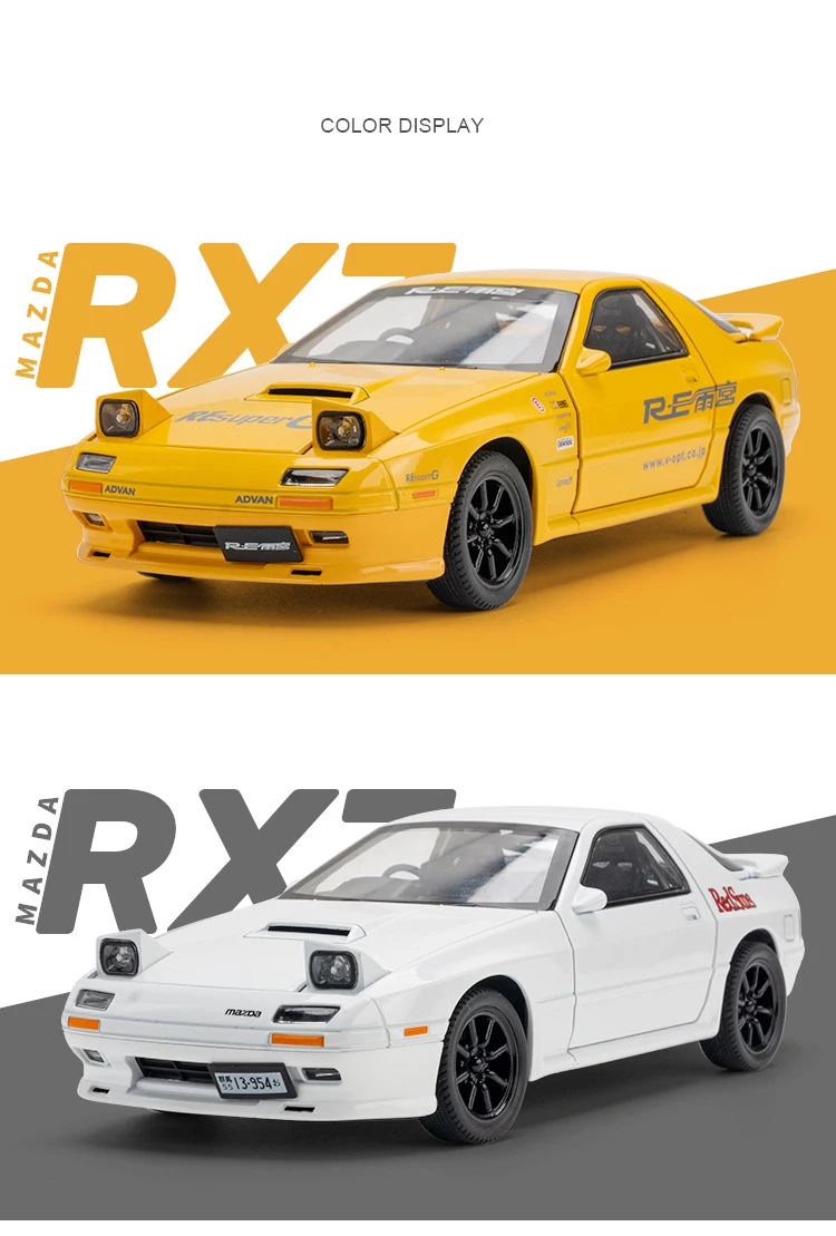 1:24 INITIAL D Mazda RX7 RX-7 Supercar Alloy Model Car Toy Diecast ...