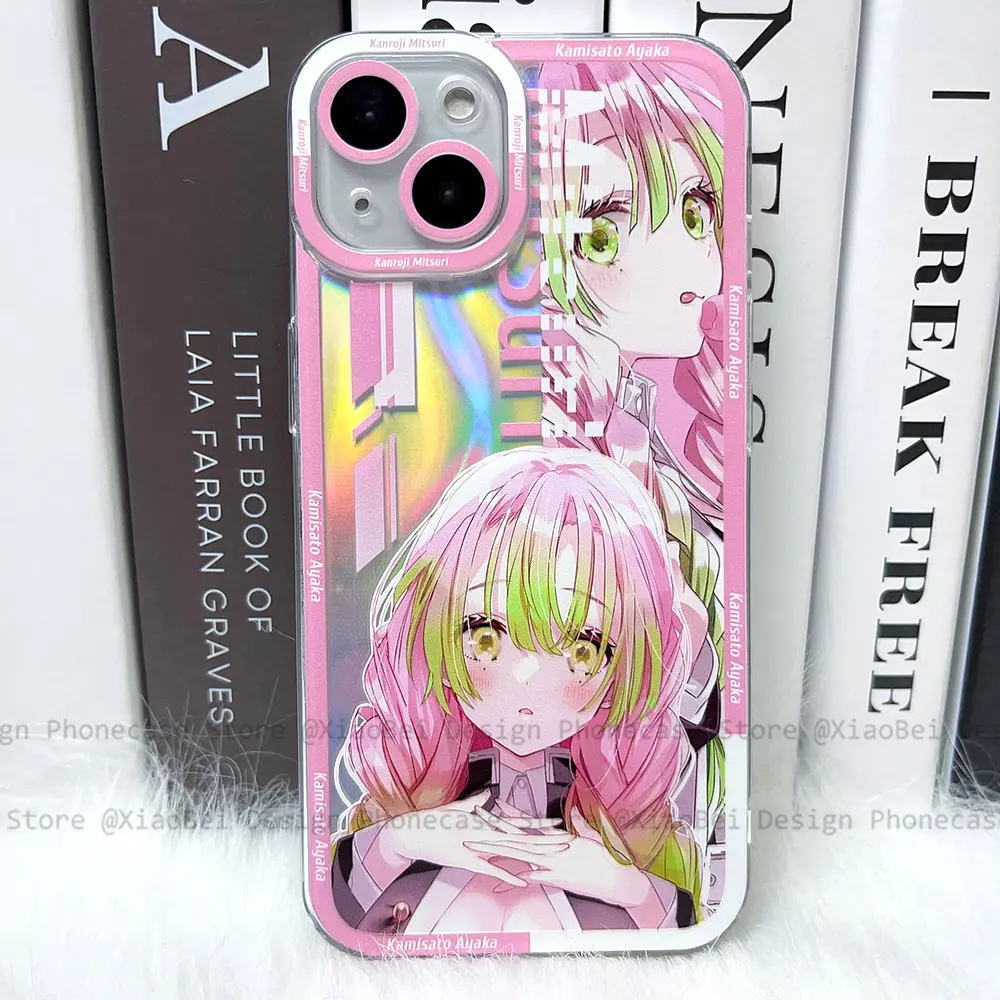 Demônio Slayer Mitsuri Kanroji Ângulo Olhos Caixa Do Telefone Para O Iphone 14 13 12 11 Pro Max ...