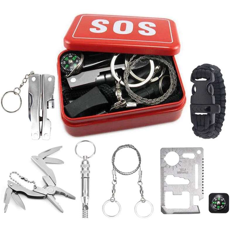 Outdoor Camping Emergency Escape Kit Safety Survival kit SOS Camping ...