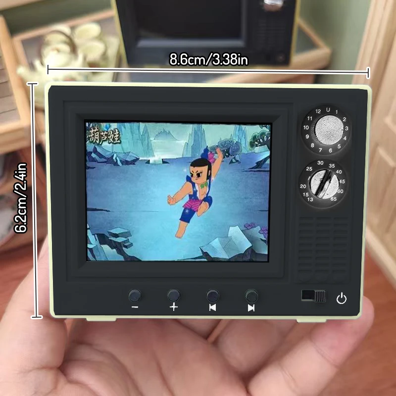 1-12-Dollhouse-Miniature-TV-Playable-Video-Mini-Television-Model-Living ...