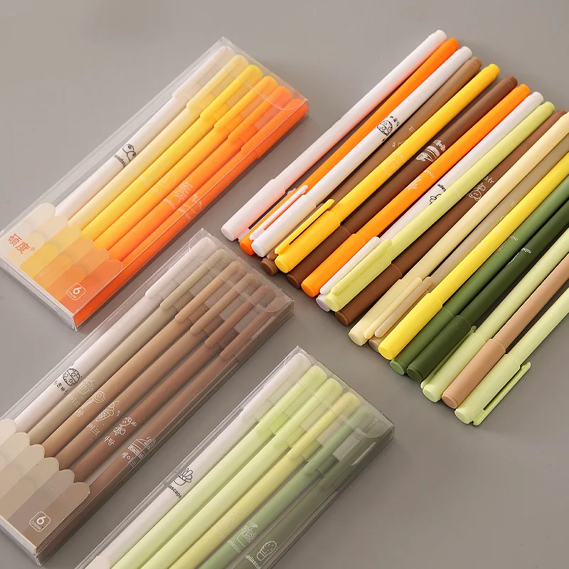 6Pcs-Set-Gradient-Color-Neutral-Pen-Cute-Student-Stationery-0-5mm-Black ...