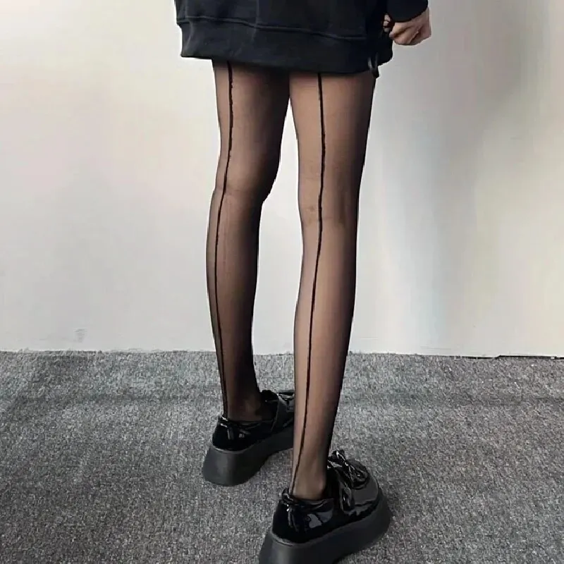 1 Pack Elastic Black Pantyhose, High Waist Semi-Sheer Footed Pantyhose ...