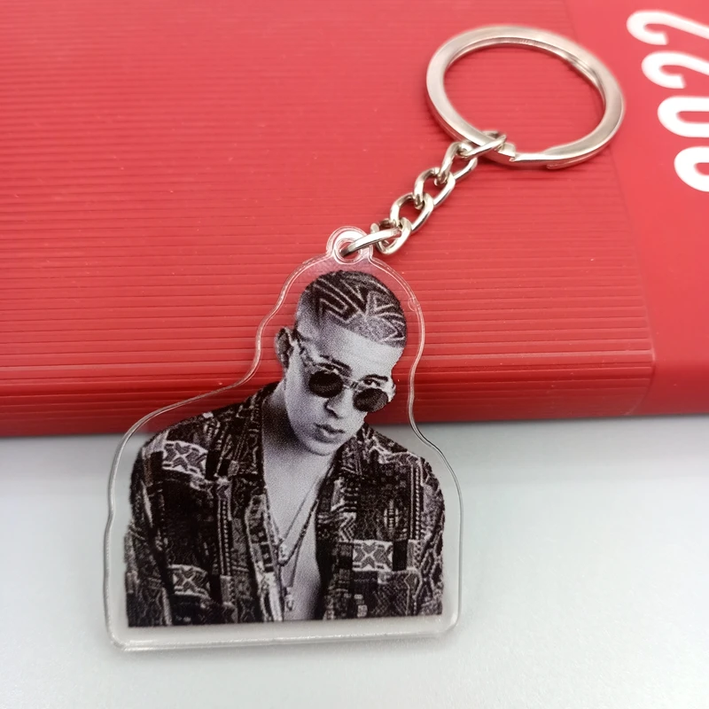 2022-Hot-Sale-Acrylic-Bad-Bunny-Keychain-Red-Heart-Rapper-Pendant ...
