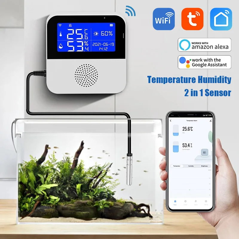 Wifi Tuya Smart Life Led Display Temperature Humidity Sensor Living ...