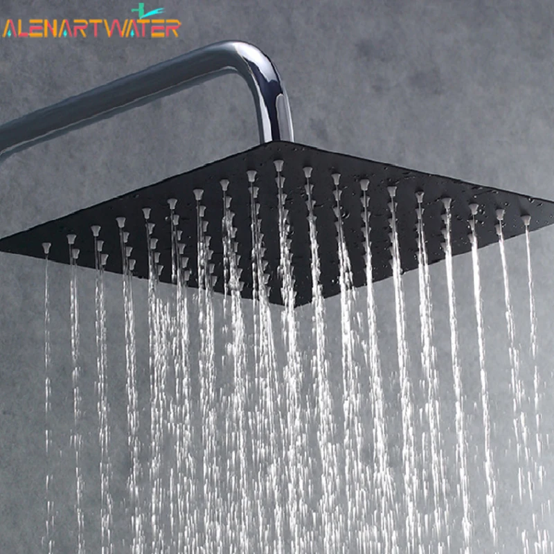 Matte-Black-Rain-Shower-Head-Square-8-10-12Inch-Stainless-Steel-304 ...