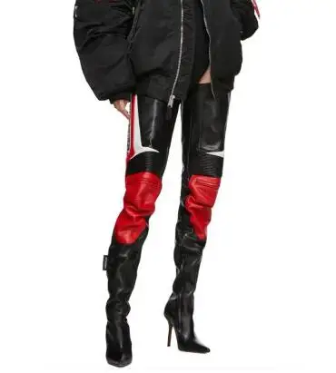 Cuissardes-pointues-en-cuir-pour-femmes-cuissardes-talons-fins ...