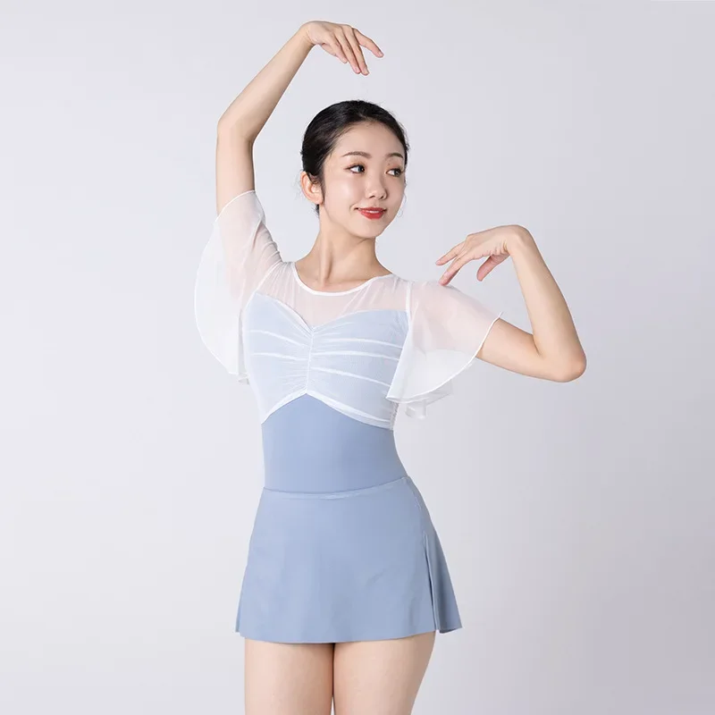 Ballet-Dance-Leotards-For-Women-Mesh-Ruffle-Sleeve-Leotards-Girl ...