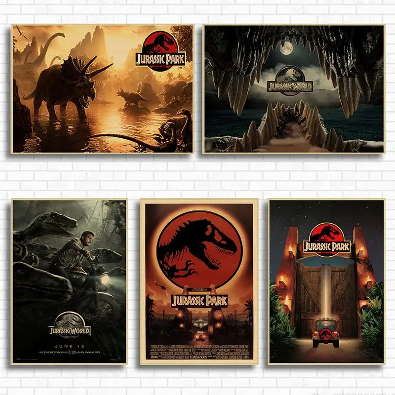 Jurassic-Park-Movie-Posters-Vintage-Wall-Stickers-Kraft-Paper-Prints ...