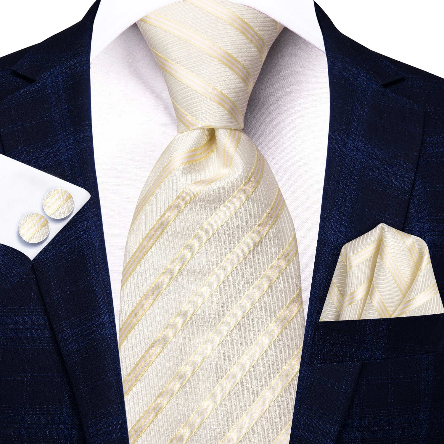 Hi-Tie-Striped-Champagne-Elegant-Men-Tie-Jacquard-Necktie-Accessory ...