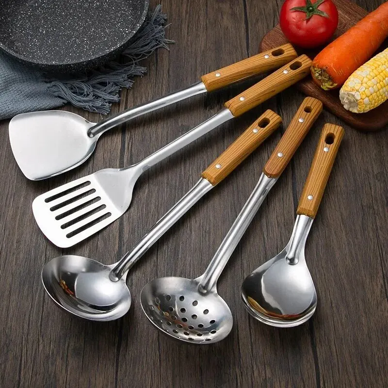 Stainless-Steel-Soup-Spoon-Leak-Resistant-Kitchen-Utensil-Set-Steamer ...