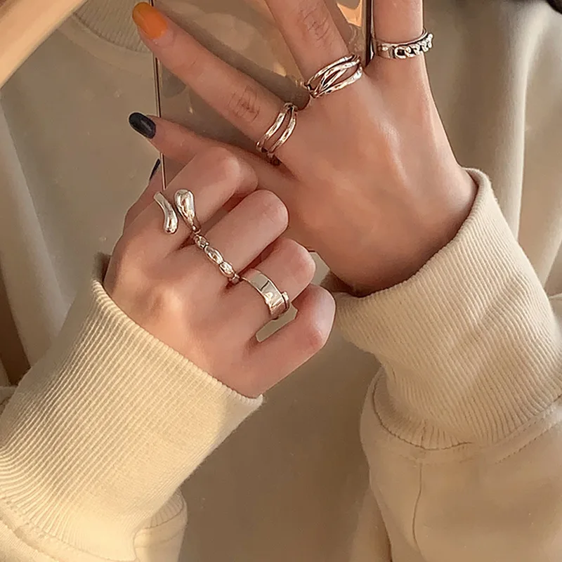925 Sterling Silver Rings Niche Cold Fashion Personality Heavy Industry Simple Combination Female Index Finger Ring Rings AliExpress