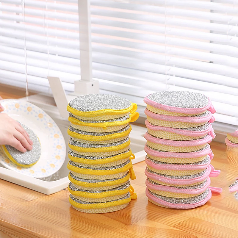 1/5PCS Double Side Dishwashing Sponge Dish Washing Brush Tableware Pan ...