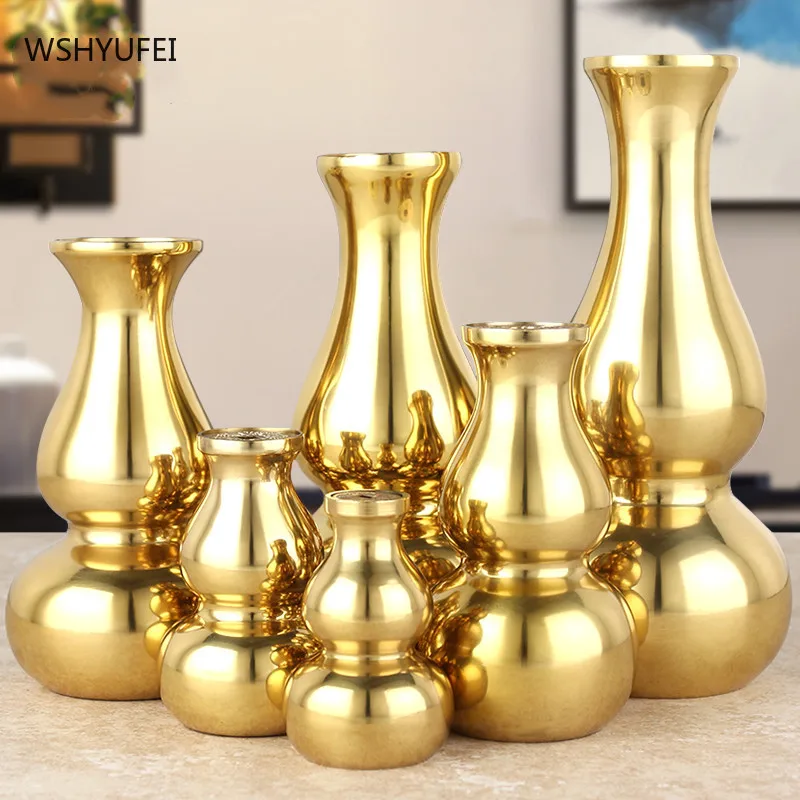 Pure copper Buddha vase Gold Ornament Living room flower arrangement ...