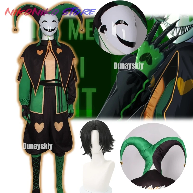 Dunayskiy Pierrot Cosplay Circus With Black Curly Wig With The Black ...
