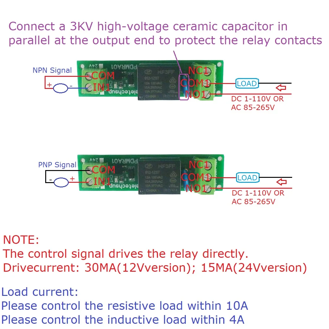 Dc 12v/24v One Channel Plc Signal Amplifier Module Relay Pdmra 01 ...