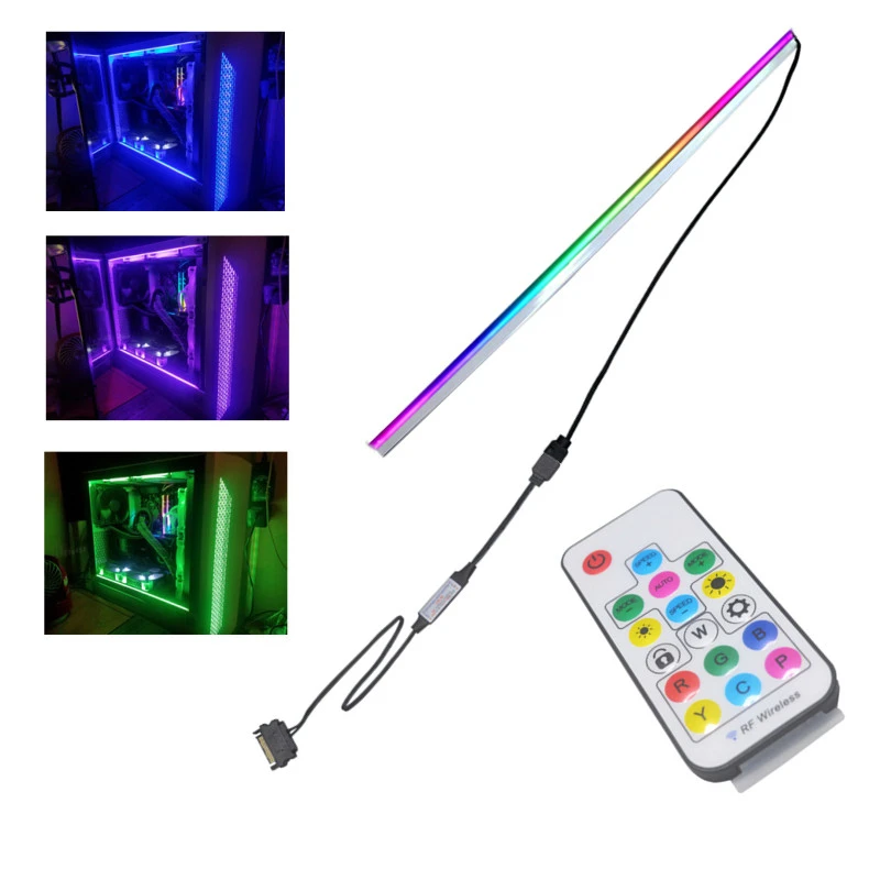 5V Sata Neon Addressable RGB PC LED Strip 16inch Diffused Rainbow Case ...