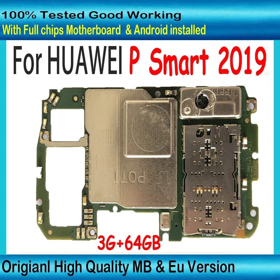 100% funcionando para huawei p smart 2019 placa-mãe 3g ram 64gb 100% ...