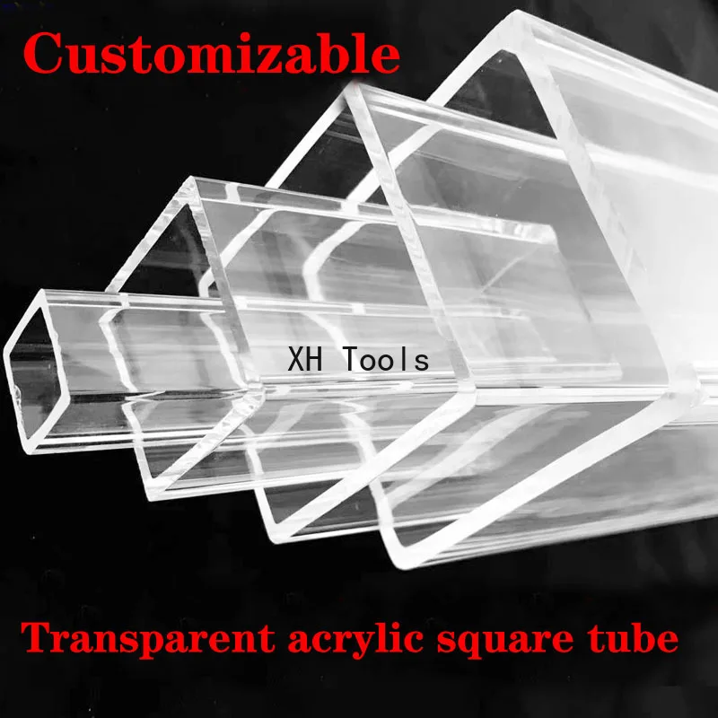 L/490mm Transparent Acrylic Square Pipe Hollow Rectangular Plexiglass ...