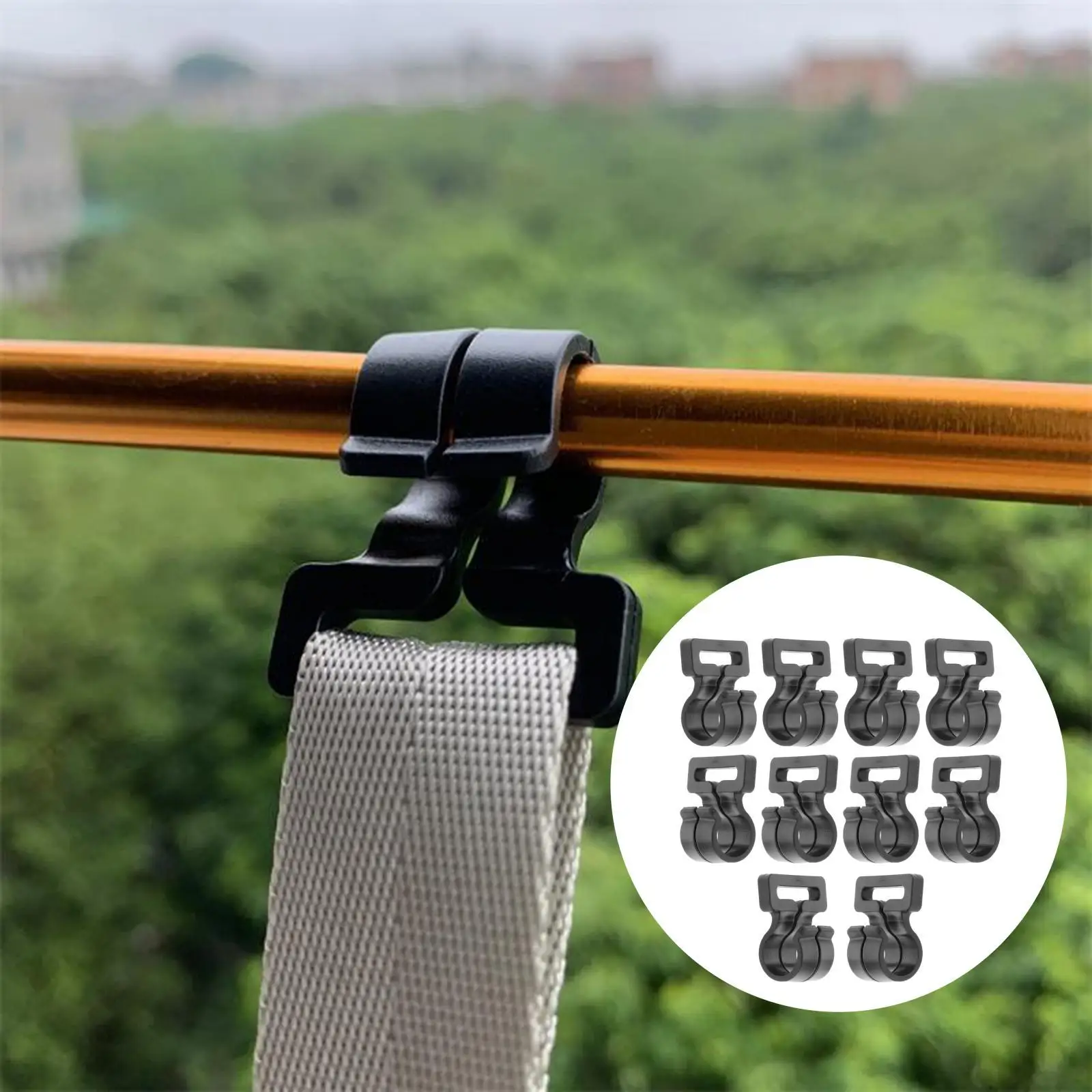 10x-Camping-Tent-Pole-Hook-Awning-Hooks-Black-C-Clips-Post-Clips-High ...