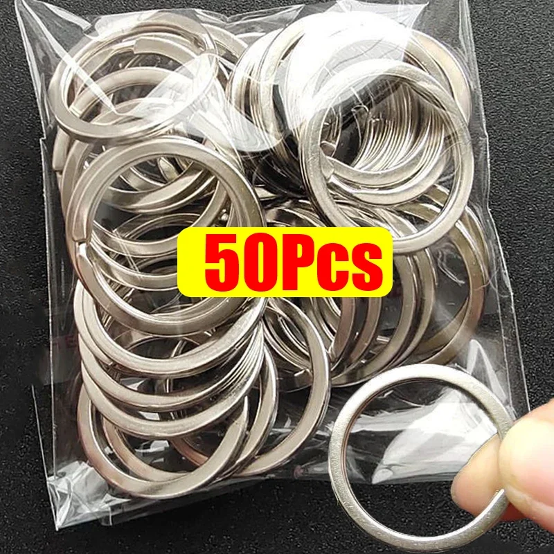 10-20-30-50Pcs-Silver-Stainless-Steel-Keyring-Hole-Key-Chain-DIY-Plated ...