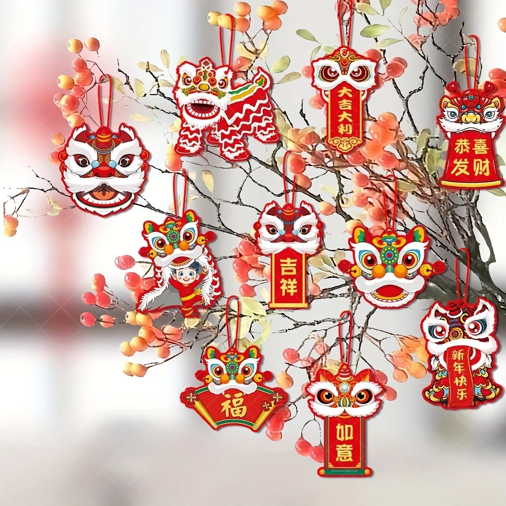 10-Pcs-Set-Chinese-New-Year-Decoration-Lion-Dance-Hanging-Tag-Chinese ...