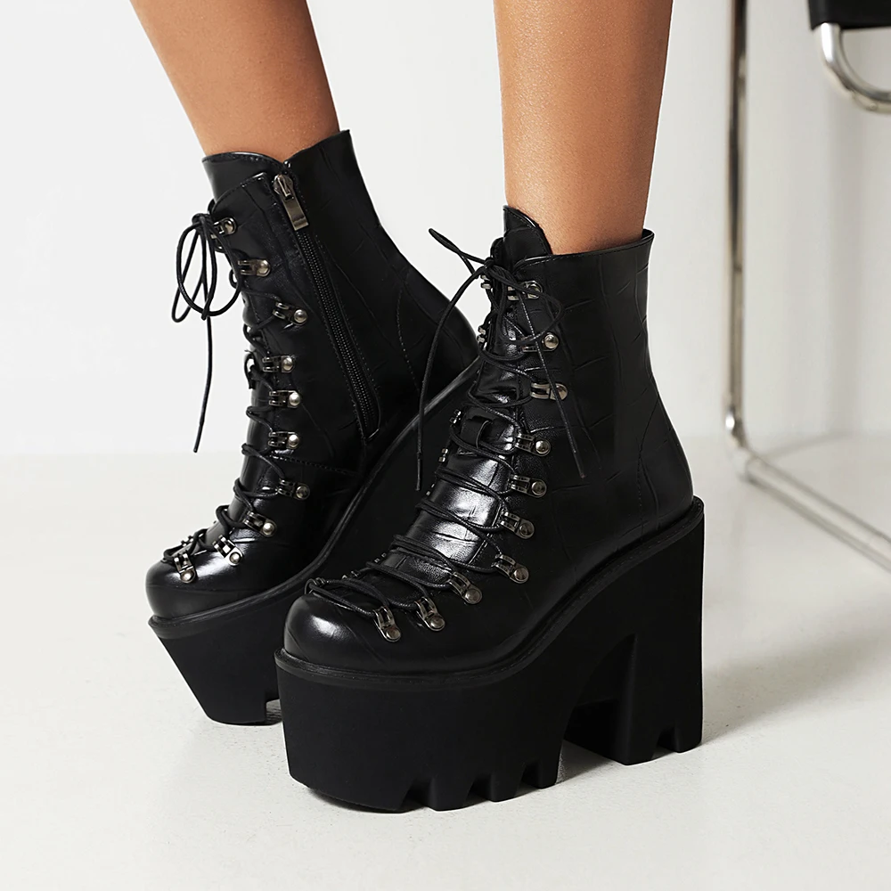 Super High Platform Boots | Platform Boots Cross | Strapping Platform ...