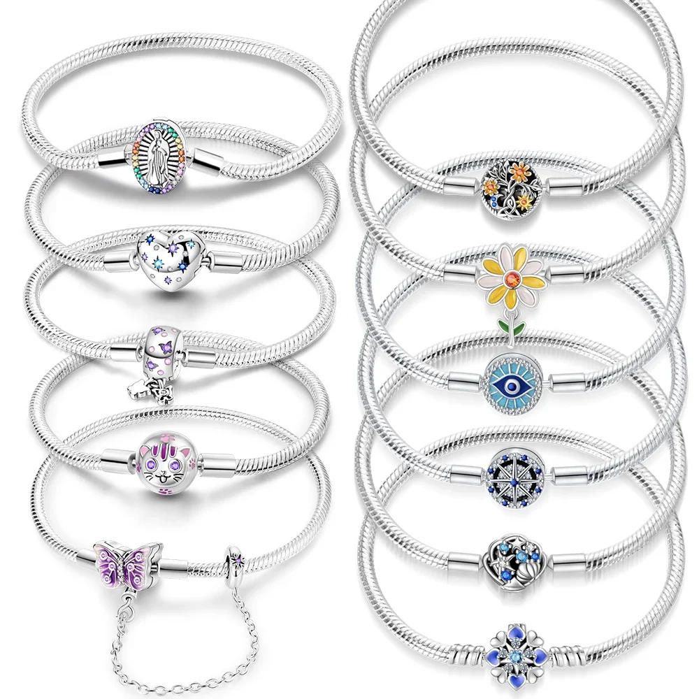 Chrysanthemum-Brace-925-Sterling-Silver-Charm-Bracelets-for-Women-Fit ...
