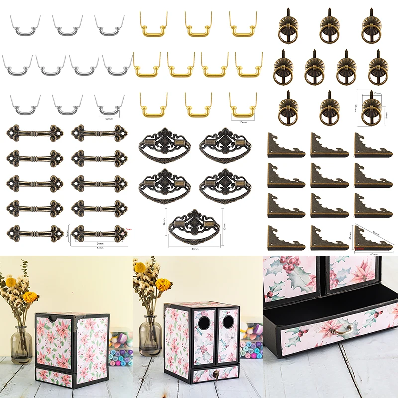 10pcs-set-Metal-Corner-Hardware-Handles-For-Mini-Drawer-Door-Ring-Pulls ...