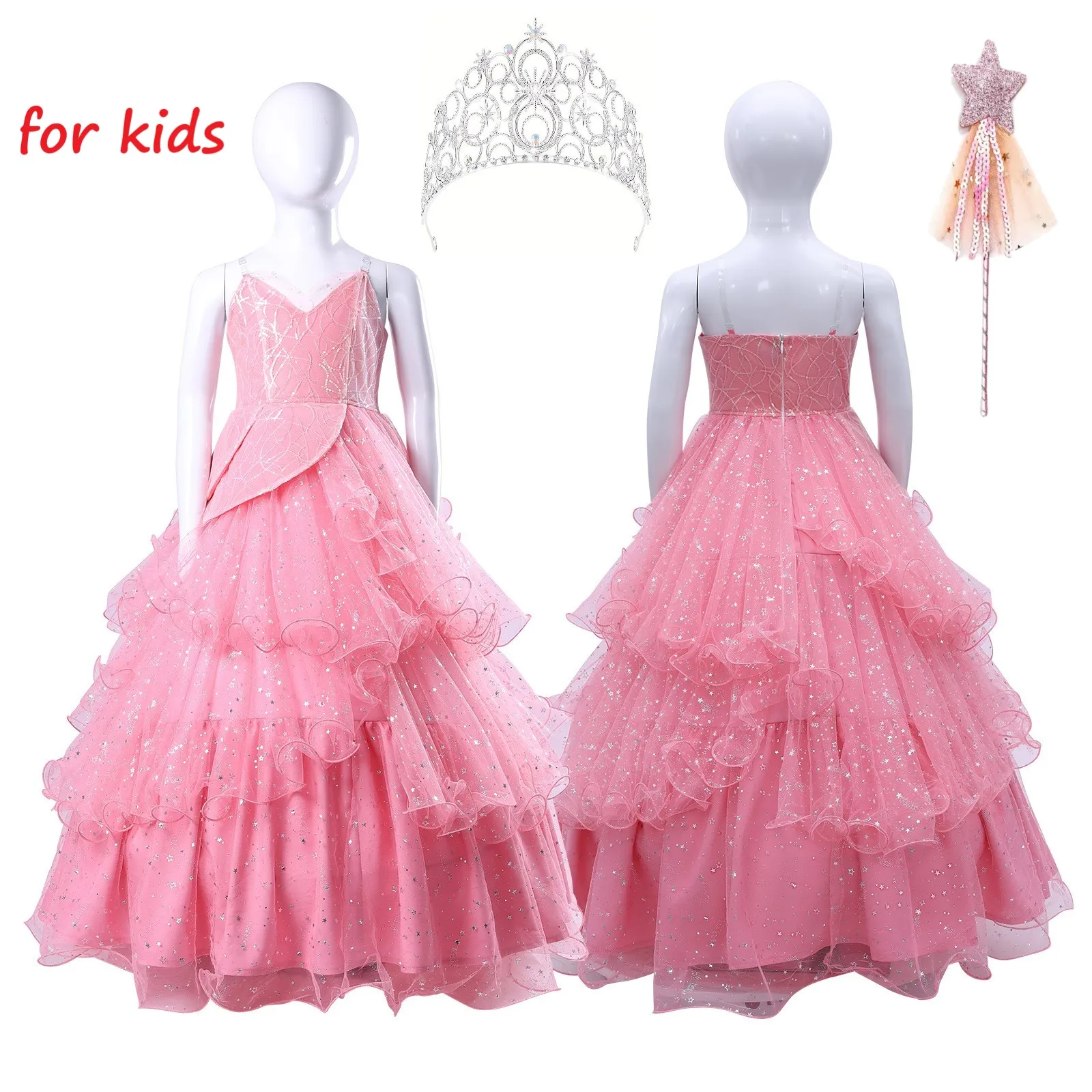 IN STOCK Glinda Wicked Cosplay Costume Disguise for kids Girl Pink ...