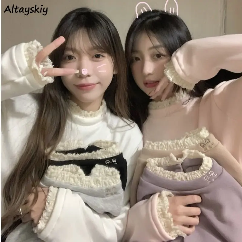 Sudaderas-con-conejos-de-encaje-para-Mujer-ropa-c-lida-de-manga-larga ...