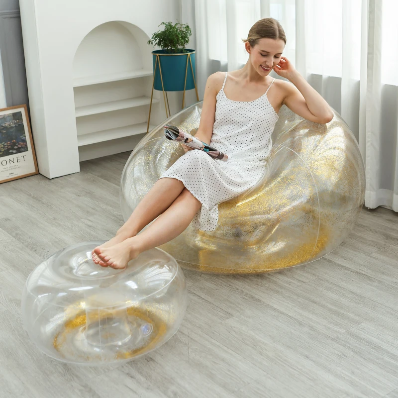 Transparent sequin inflatable sofa, outdoor camping lazy sofa, portable ...