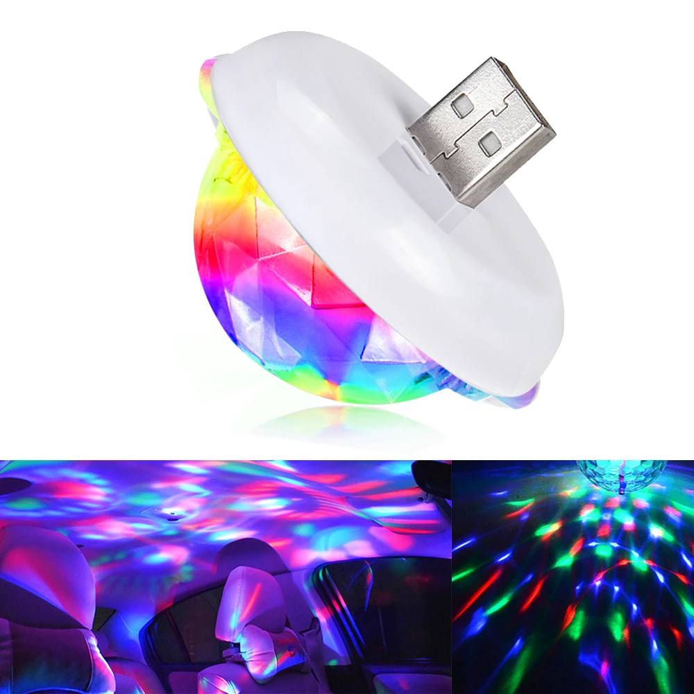 1pcs Car Led Auto Usb Ambient Light Dj Rgb Mini Colorful Music Sound ...