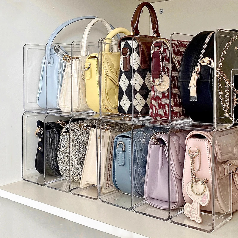 Clear-Bag-Storage-Rack-Acrylic-Handbag-Wardrobe-Divider-Shelf-Purse ...