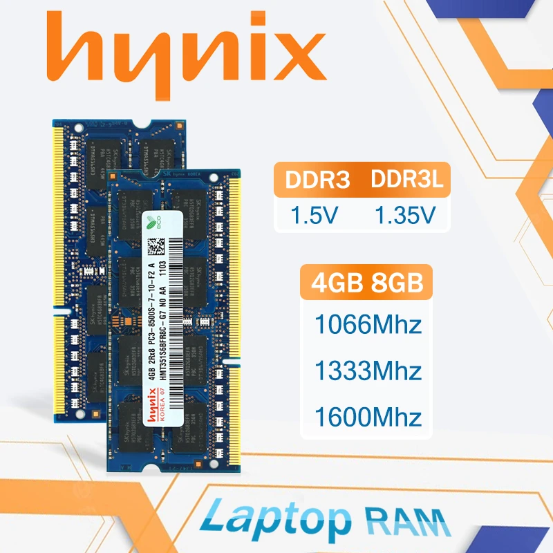 Hynix Chipset Laptop Ram 4gb 8gb Ddr3 Ddr3l Pc3 Pc3l 8500s 10600s 12800s 1066mhz 1333mhz 1600mhz ...