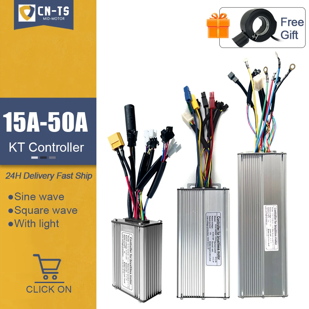 Electric Bike Controller 36V/48V 15A/17A/22A/25A/30A/50A KT Squarewave ...